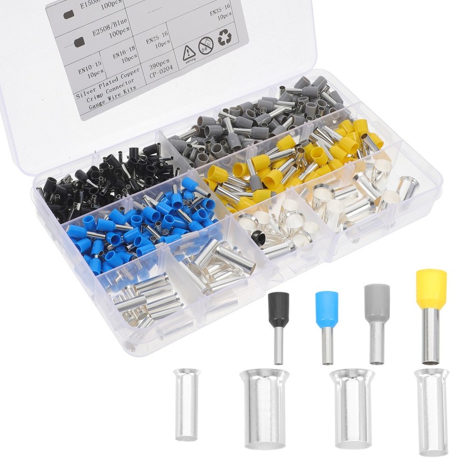 390pcs Cable Ferrules Crimp Connectors Crimp Pin Wire Ferrules End ...