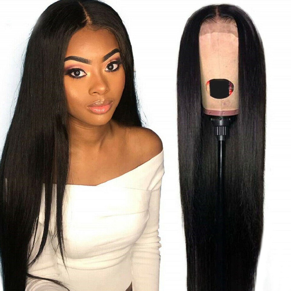 26 Inch Black Straight Lace Front Wigs Synthetic Hair Daily Natural ...