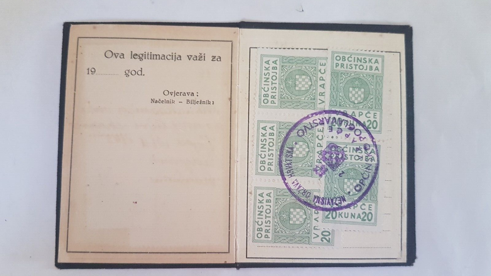 Independent State of Croatia WWII - Legitimation - Zagreb - Vrapče 1941 ...