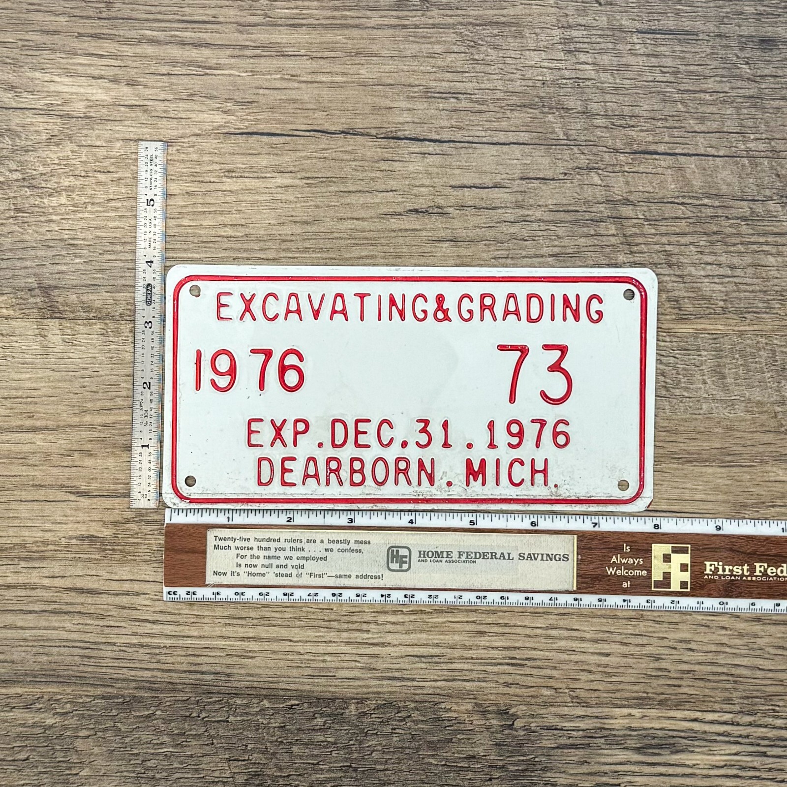 Original DEARBORN MICHIGAN 1976 Excavating & Grading License Plate - 73 ...