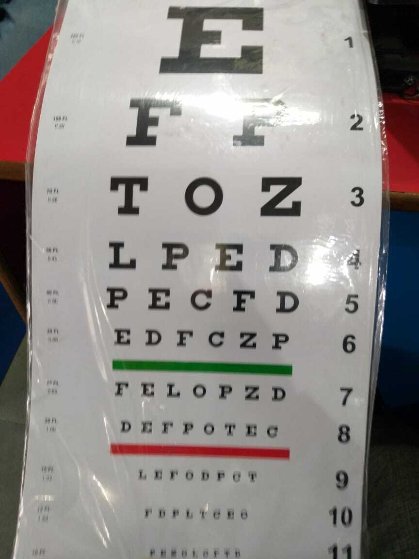 Wall Hanging Snellen Distance Vision Eye Chart 20Ft (Pack of 1) Free ...