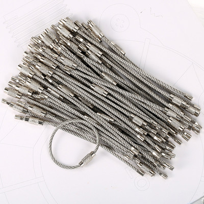 100PCS 4" 10cm Stainless Steel Wire Cable Keychain Key Chains Rings ...