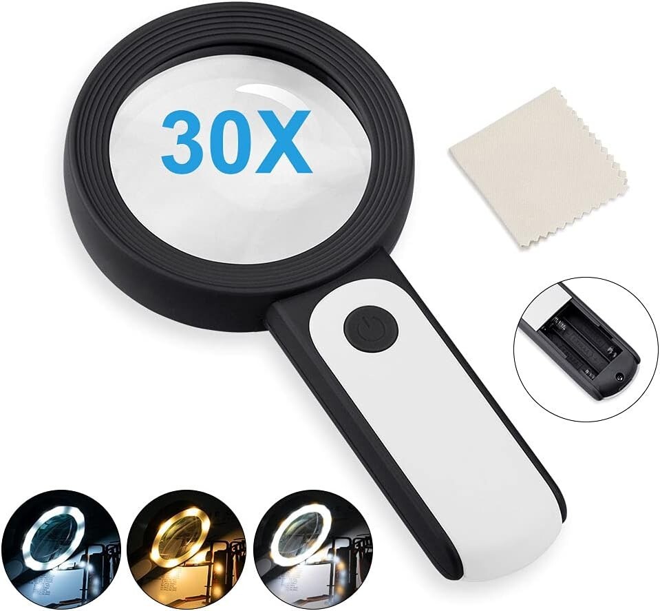 30X 40X Magnifying Glass With Light And Stand, Non-rechargeable ...