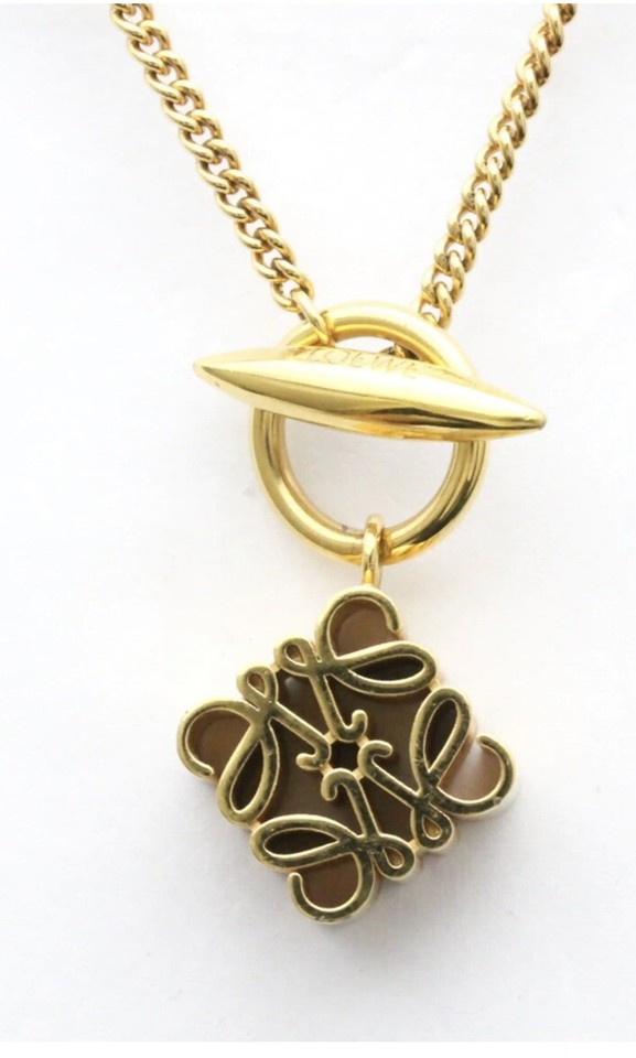 Loewe Gold Necklace Chain Logo Pendant Anagram | eBay