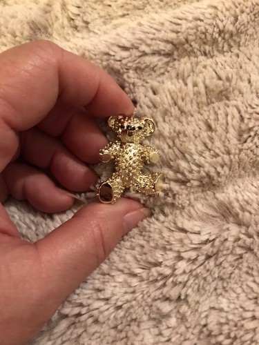 Vtg Bumpy Teddy Bear W/Black Eyes Brooch- Goldtone | eBay