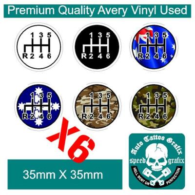 6 X GEAR SHIFT KNOB SIX 6 SPEED STICKER DECAL Manual Gearbox DEFECT ...