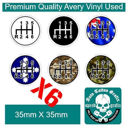 6 X GEAR SHIFT KNOB SIX 6 SPEED STICKER DECAL Manual Gearbox DEFECT ...