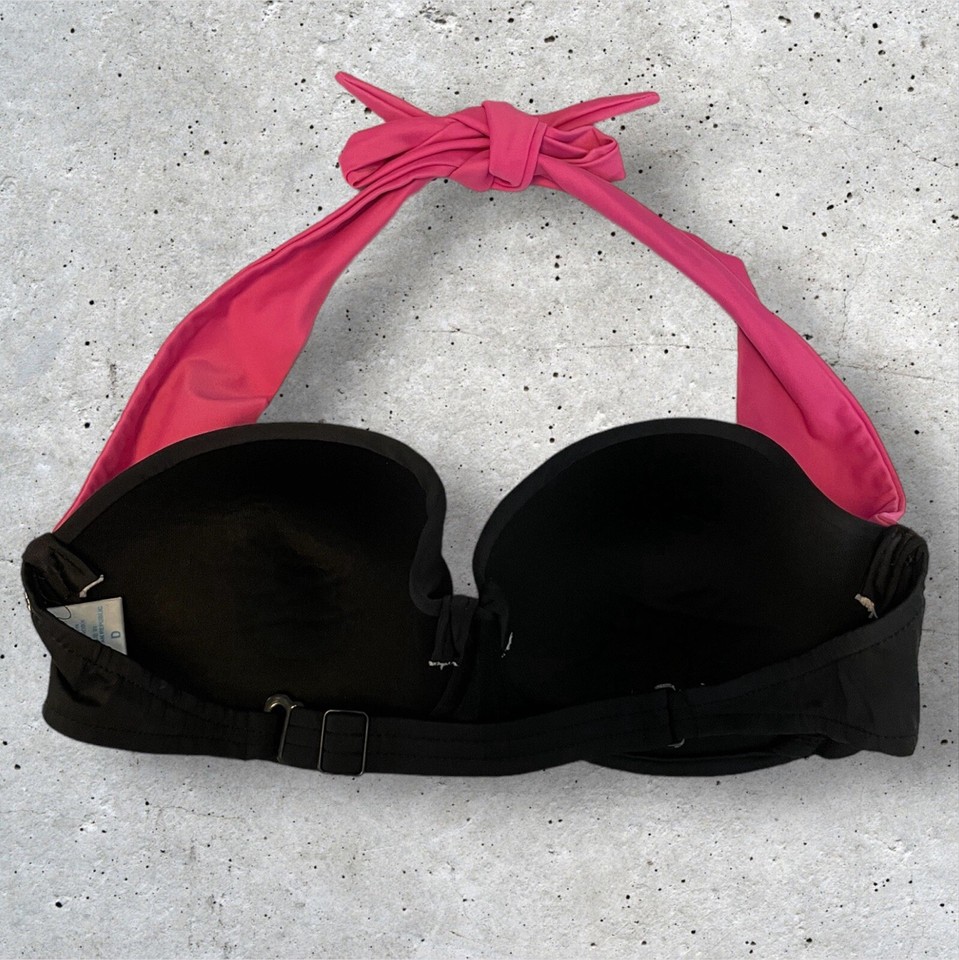 Vintage 90's Venus Swim Bikini Top Pink Colorblock Halter Molded Cups ...