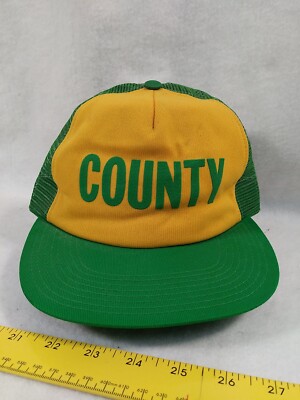 Vintage County Mesh Snapback Trucker Hat Yellow And Green Made In USA ...