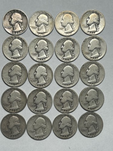 Lot of 20 Washington Silver Quarters All Key Date Years Many Mint Marks ...
