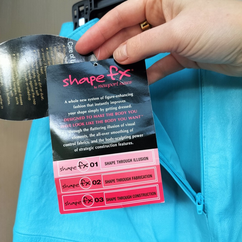 NWT Vintage Newport News Shape FX Turquoise Bright Blue Leather Pencil Skirt | eBay