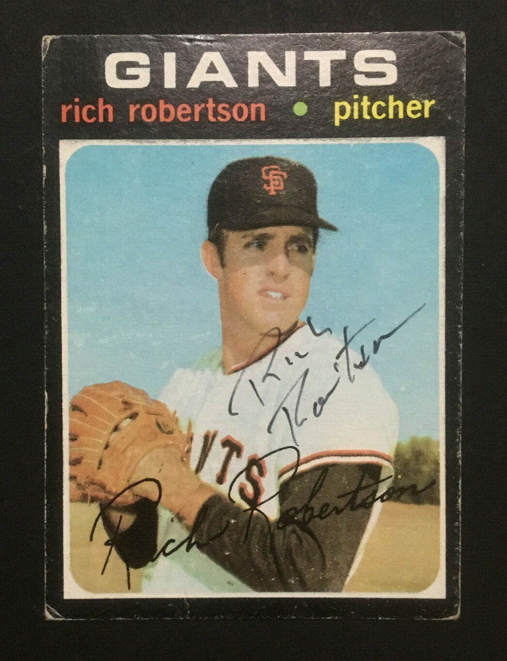 Rich Robertson Giants signed 1971 Topps baseball card #443 Auto ...
