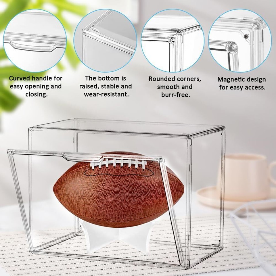 Football Display Case, JARAGAR Acrylic Football Storage Box Full Size ...