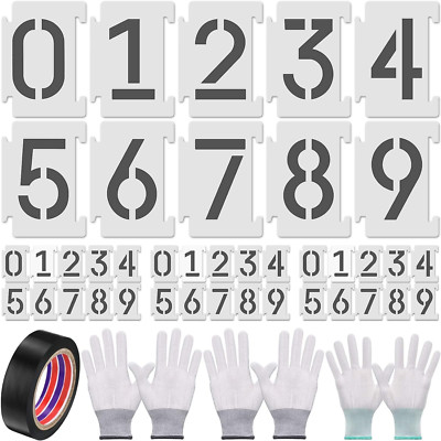 44 Pieces Curb Stencils Kit for Address Painting, Including 40 0-9 Curb ...