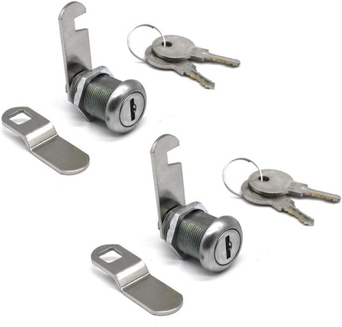 2Pcs 7/8" Stainless Steel Cam Locks Key Lock Drawer Truck Tool Box ...