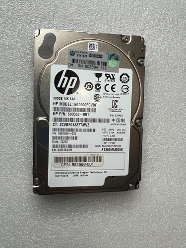 HP EG0300FCVBF 300GB 2.5" 6Gb/s 10K SAS Hard Drive P/N:693569-001 ...