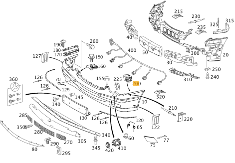 OEM MERCEDES BENZ C W203 Front Bumper Side Mount Guide A2038800130 ...