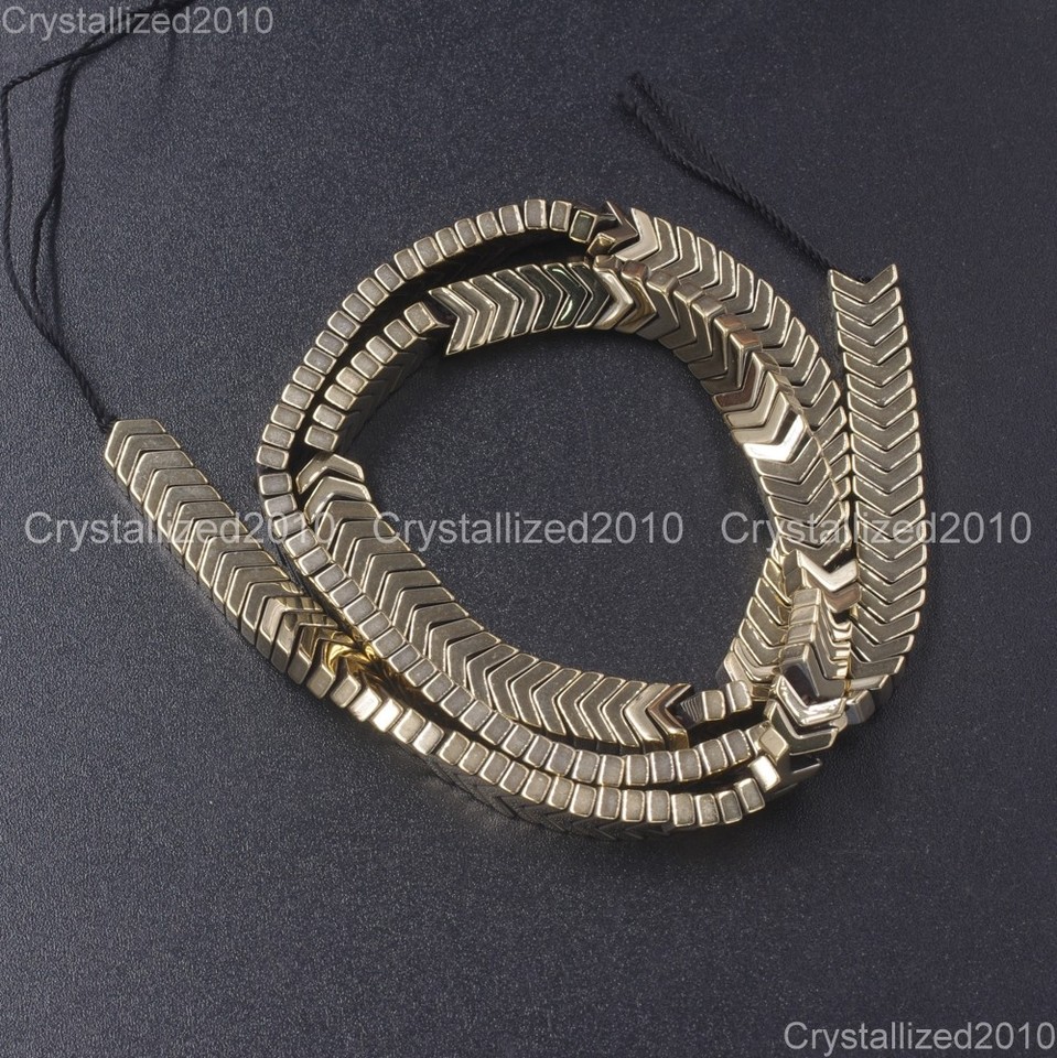 Natural Hematite Gemstone V Shape Arrowheaded Spacer Beads Metallic ...
