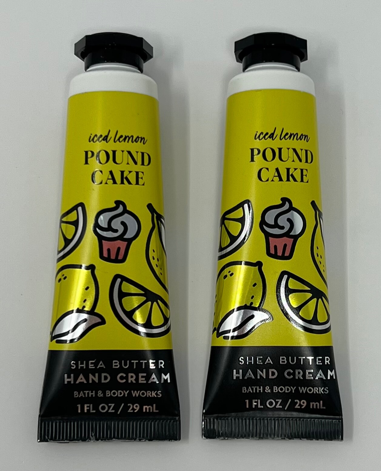 2 BATH & BODY WORKS ICED LEMON POUND CAKE HAND CREAM LOTION TRAVEL SIZE ...