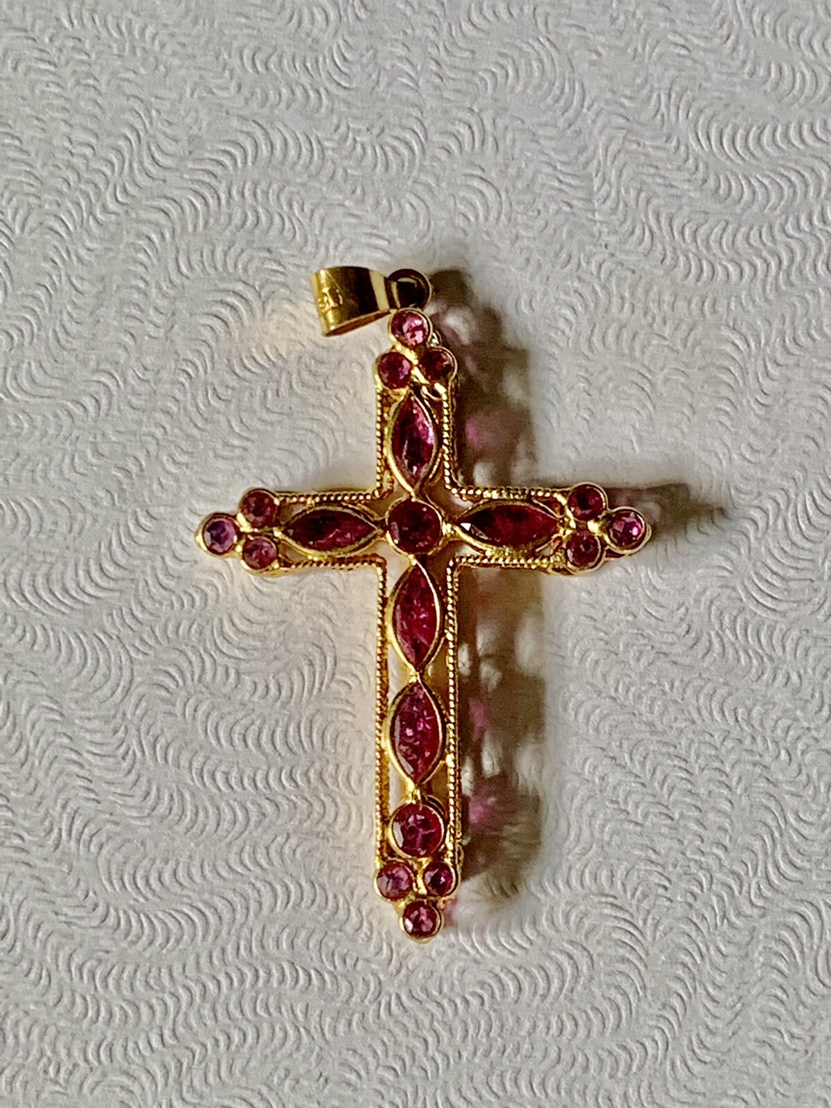 Vintage Solid 18K Natural Ruby And Blue Sapphire Reversible Cross ...