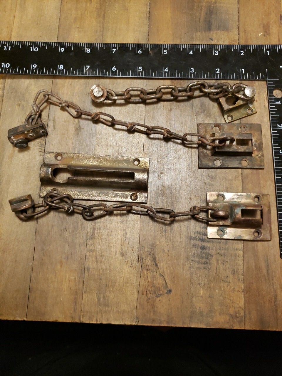 Antique Reclaimed Door Chain Lock Pieces For Parts only | eBay