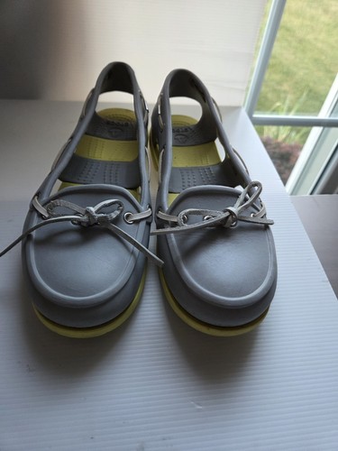 Crocs Womens Beach Line Boat Shoe Size 8 W Grey yellow | eBay
