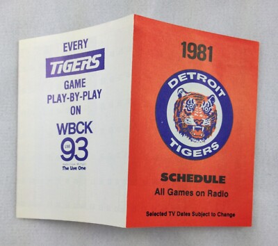 1981 Detroit Tigers Baseball Pocket Schedule - WBCK 93 Radio | eBay