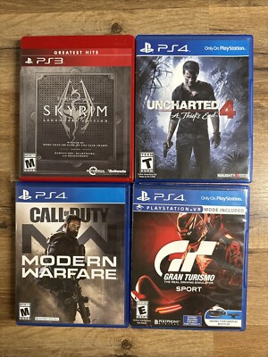 Lot Of 4 PS3 And PS4 Games Skyrim Uncharted4 COD Mod. Warfare & Gran ...