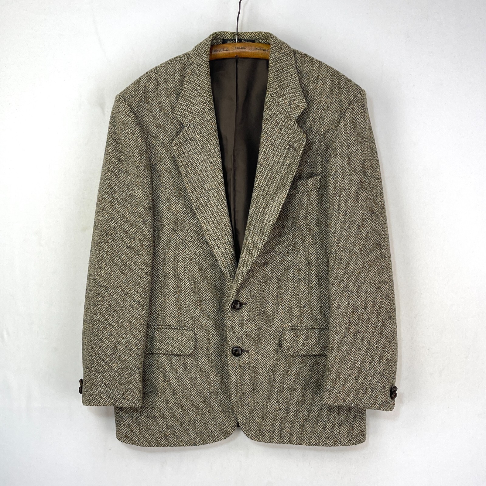 Harris Tweed Dunn Co Jacket Mens 40R Brown Barleycorn… - Gem