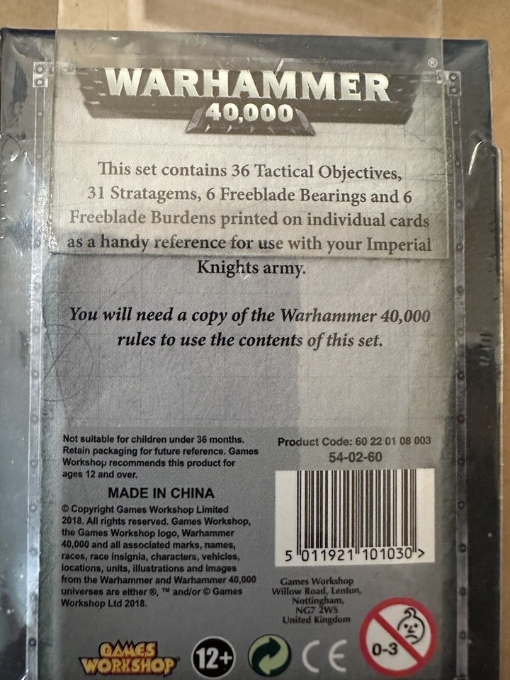 Warhammer 40K, Datacards: Imperial Knights, set number 54-02-60 | eBay