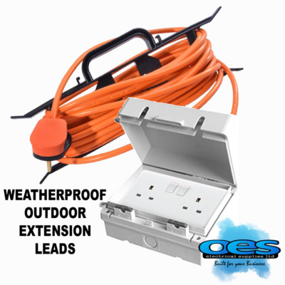 13 AMP EXTENSION LEAD WEATHERPROOF OUTDOOR IP65 ORANGE TWIN SOCKET ALL ...