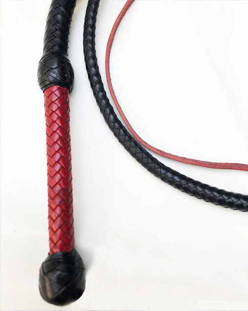 Cowhide Bull WHIP 04 TO 16 FEET Long 16 Plaits Red-Black Indiana Jones ...