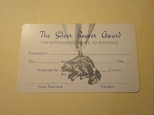BSA Boy Scouts Of America Silver Beaver Award Card, 1980’s, Unused | eBay