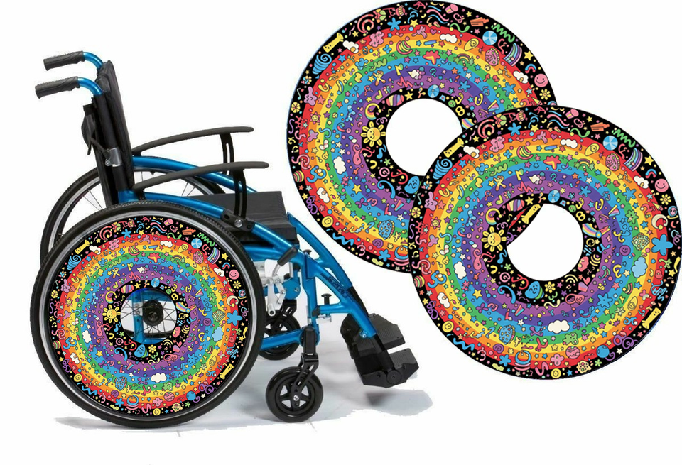 Rainbow Funky Fun Wheel Cover Wheelchair Spoke Guard Stickers | eBay