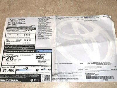 2018 Toyota Rav4 LE FWD SUV Monroney Label Window Price Sticker | eBay