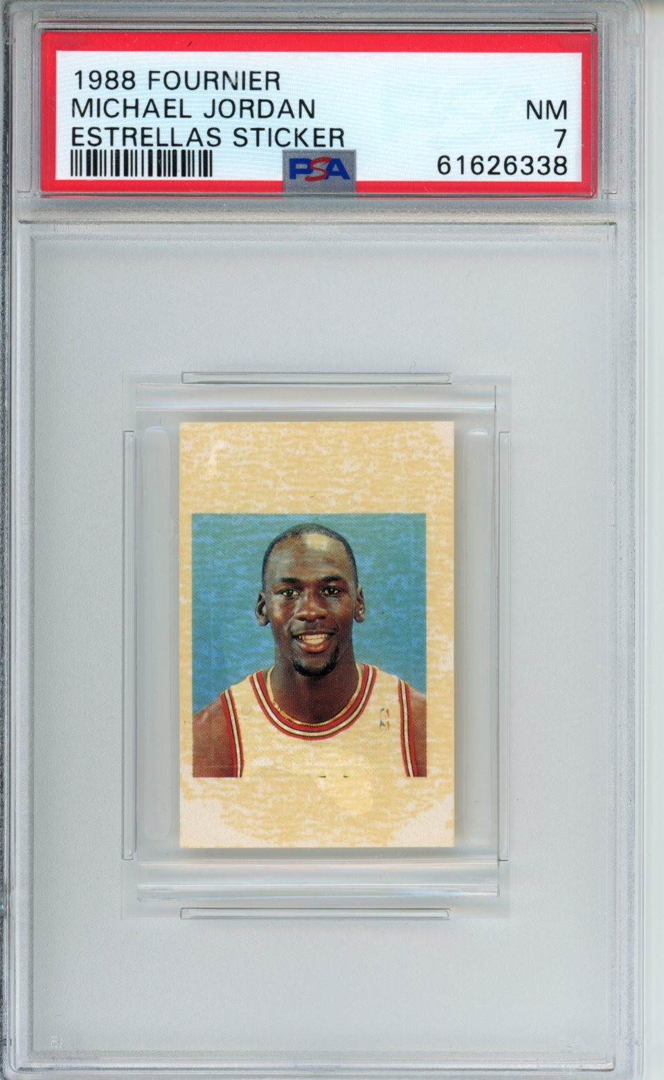 1988 Fournier Michael Jordan Estrellas Sticker PSA 7 Near Mint Chicago ...