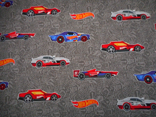 Quilt Fabric 1 1/8 Yard Hot Wheels Race Cars on Gray Boys Premium ...