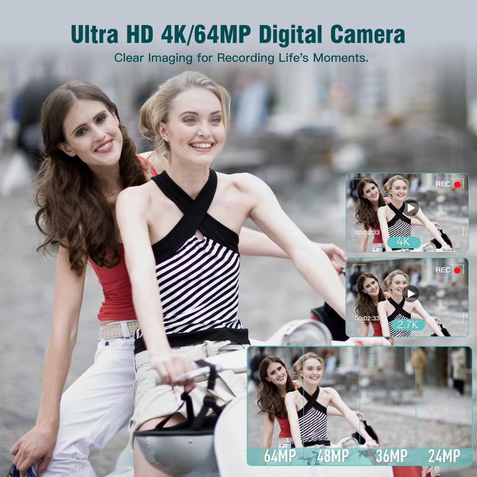 Fansbe Smart Compact Portable 4K Digital Camera, Travel 4K Digital ...