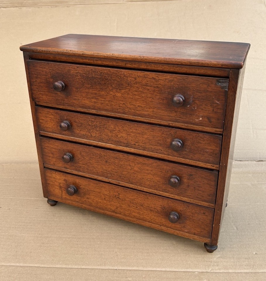 Antique Small Miniature Apprentice Piece Mahogany Wooden Chest Of ...