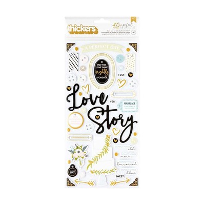 American Crafts A Perfect Match Thickers Stickers w/Gold Foil 91/Pkg | eBay