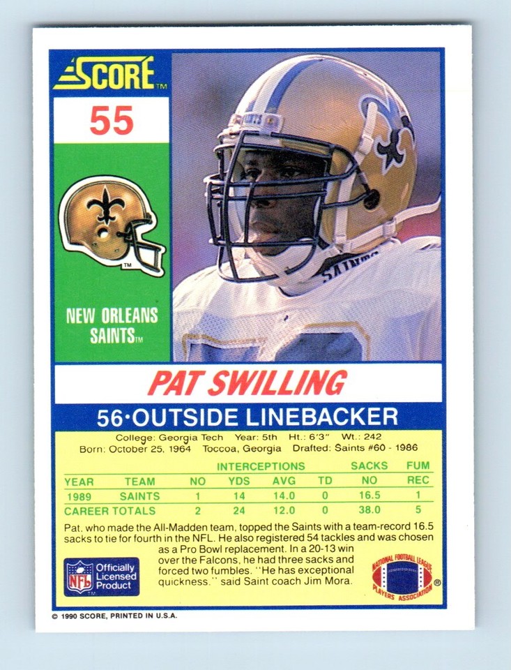 1990 Score Pat Swilling New Orleans Saints #55 | eBay