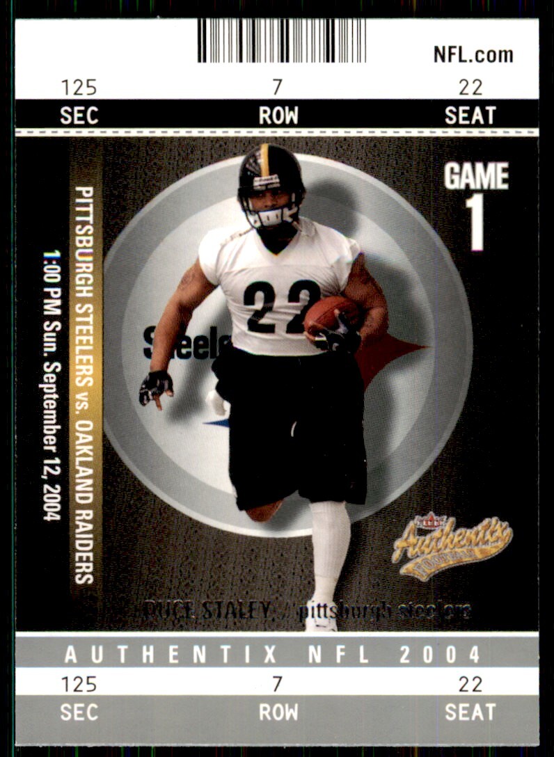 2004 Fleer Authentix Duce Staley Pittsburgh Steelers #24 NFL Football ...