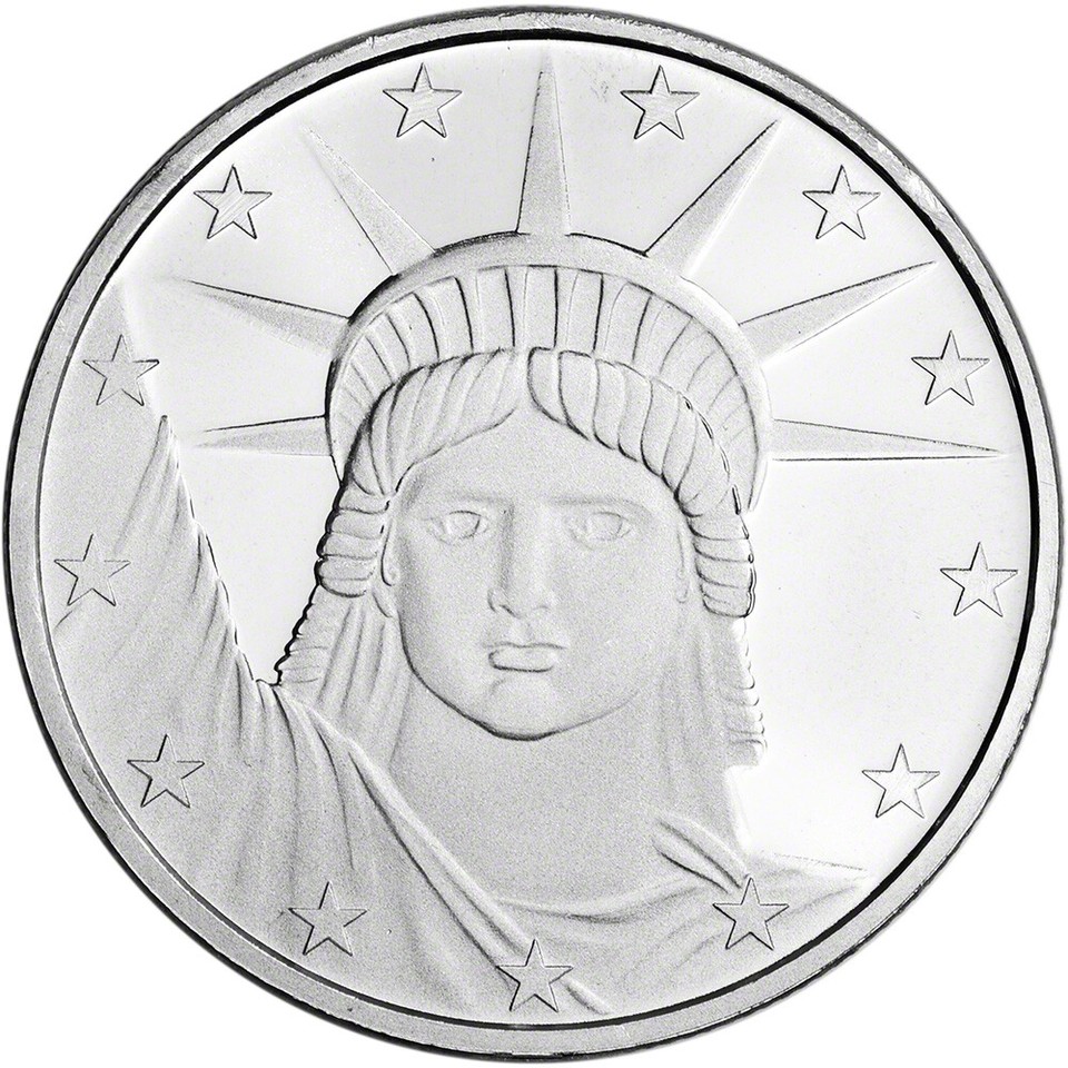 TWENTY 1 oz. SilverTowne Silver Round - Lady Liberty Design 999 Fine ...