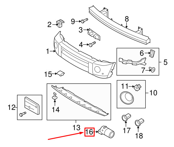 Land Rover Lr3 Parking Aid Sensor Front Inner YDB500311LML for sale ...