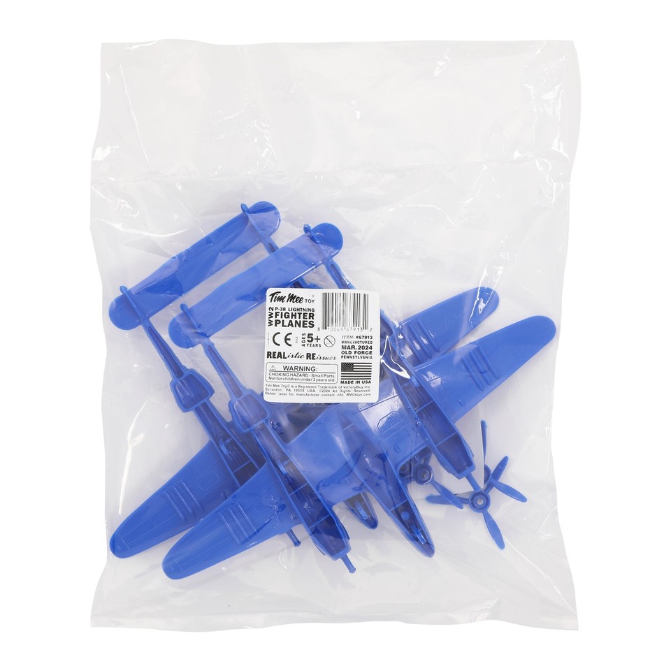 TimMee Processed Plastic WW2 P-38 Lightning Blue Fighter Plane Tim Mee ...