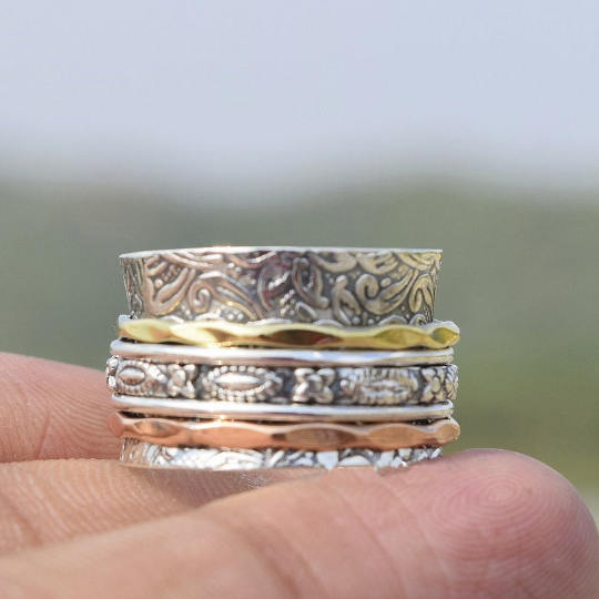 Solid Spinner 925 Sterling Silver Ring Valentine Day Jewelry All Size ...