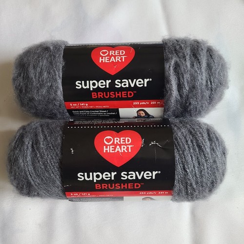 (2) Red Heart Super Saver Brushed Yarn MINK E309 5031 Skeins Gray ...