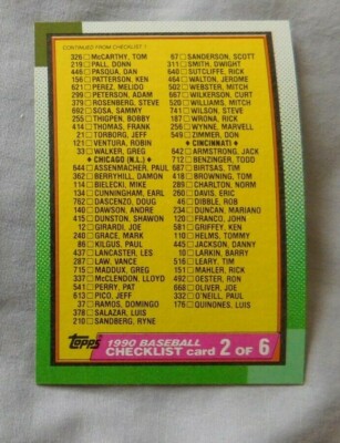 1990 Topps #262 Checklist #2 Baseball Card | eBay