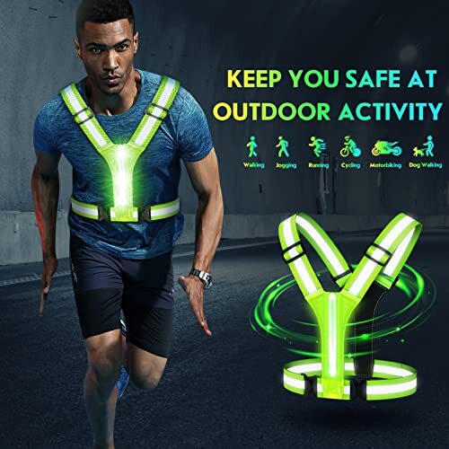 Led Light Up Running Vest Reflective Vest for Walking at Night, High ...