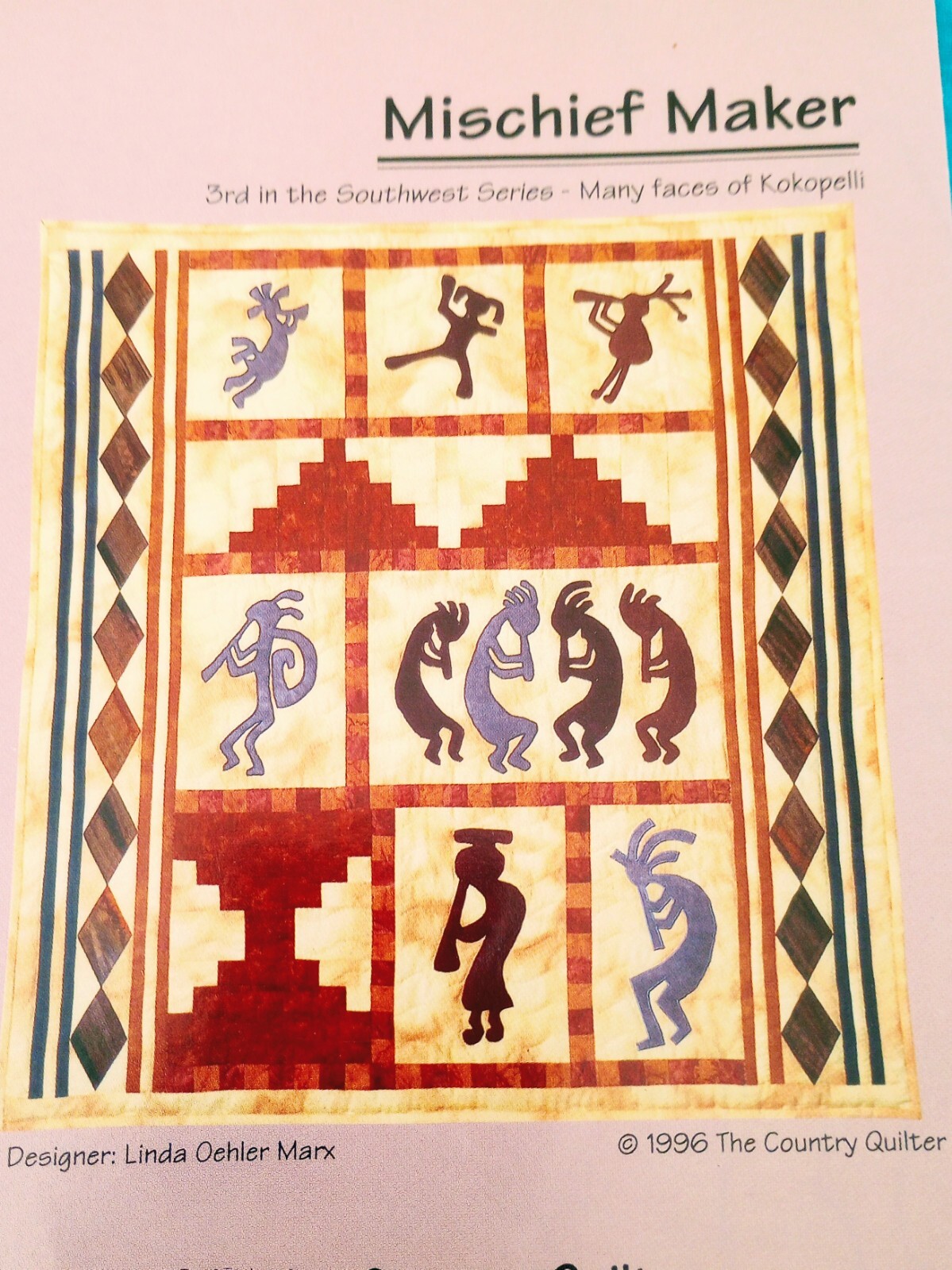 MISCHIEF MAKER Kokopelli Wall Art Table Topper Quilt Pattern Southwest ...